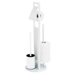 Wenko Stand WC-Garnitur Mod. Ravina Wei&szlig;, 3-in-1 Funktion mit Ersatzrollenhalter