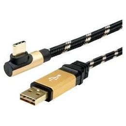 ROLINE USB-Kabel USB 2.0 USB-A Stecker, USB-C&reg; Stecker 3.00 m Schwarz, Gold Geschirmt 11.02.9062