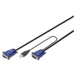 Digitus KVM Adapterkabel [1x USB-A, VGA - 1x VGA] 3.00 m Schwarz