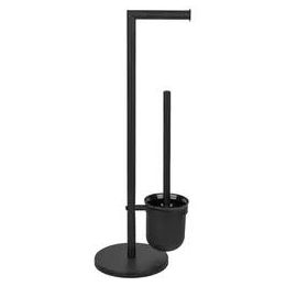 Wenko Stand WC-Garnitur Mod. Parus Schwarz, aus lackiertem Stahl