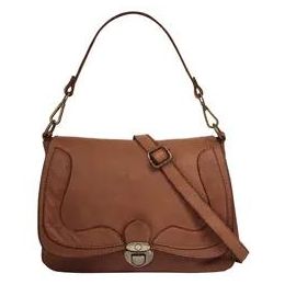 Umh&auml;ngetasche Samantha Look, Damen, Gr. B/H/T: 28cm x 21cm x 7cm onesize, braun (cognac), Leder, Taschen Umh&auml;ngetasche, echt Leder, Made in Italy