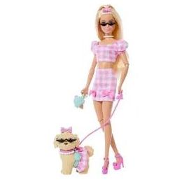 Barbie Twinning Looks Modepuppe mit H&uuml;ndchen, zusammenpassende rosa Outfits und Accessoires, blond