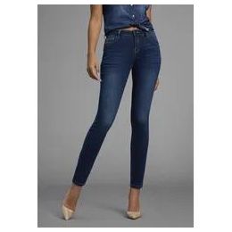 Skinny-fit-Jeans Arizona "Ultra-Stretch", Damen, Gr. 22, K + L Gr, blau (dunkelblau us), Denim/Jeans, Obermaterial: 74% Baumwolle, 24% Polyester, 2% Elasthan, Basic, extraeng lang, Jeans, extra-enger Beinverlauf, normale Leibh&ouml;he, mit Eingrifftaschen, Topseller
