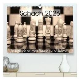 Calvendo Schach 2026. Impressionen von Figuren und Spielen (hochwertiger Premium Wandkalender 2026 DIN A2 quer), Kunstdruck in Hochglanz