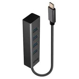 Lindy 43325 USB-Hub 4 Port USB-A USB 3.2 Gen1 5 GBit/s mit USB-C&reg; Stecker Grau 43325