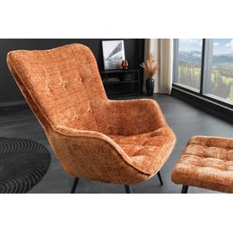 Riess Ambiente Design Sessel SCANDINAVIA rost braun Chenille Cremona schwarz Metall mit Armlehne Riess-Ambiente Industrie & Loft Modern Skandinavisch