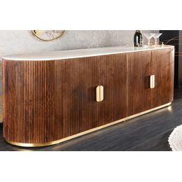 Riess Ambiente Design Sideboard GATSBY 170cm braun gold Mangoholz wei&szlig;e Marmorplatte Riess-Ambiente Glamour Retro Vintage