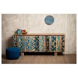 Sideboard OTTO HOME "Layer", bunt (braun, blau), B:185cm H:77cm T:47cm, Sideboards, Sideboard, Kommode mit 4 dekorativen T&uuml;ren, Breite 177 cm