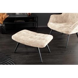 Riess Ambiente Moderner Hocker SCANDINAVIA champagner Chenille Cremona Metallbeine Fu&szlig;hocker Riess-Ambiente