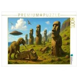 Calvendo Puzzle Moai-Statuen - Dinos auf Baustellenkurs 1000 Teile Lege-Gr&ouml;&szlig;e 64x48cm Foto-Puzzle f&uuml;r gl&uuml;ckliche Stunden
