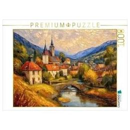 Calvendo Puzzle Dorf an einer steinernen Br&uuml;cke 1000 Teile Lege-Gr&ouml;&szlig;e 64x48cm Foto-Puzzle f&uuml;r gl&uuml;ckliche Stunden