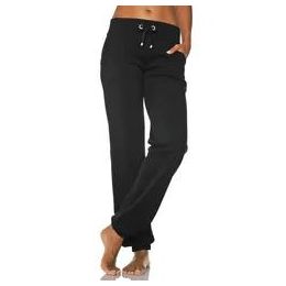 H.I.S. Relaxhose H.I.S, Damen, Gr. 52/54, N-Gr, schwarz, Sweatware, Obermaterial: 60% Baumwolle, 40% Polyester, unifarben, Basic, bequem lang, Hosen Relaxhose, mit breitem Bund, Loungewear, Loungeanzug