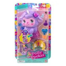 Mattel Polly Pocket Traumland-Schatulle in zauberhafter Lammform mit 1 Minipuppe und Haustier-Einhorn, Reisespielzeug mit Futter- und Stylingzubeh&ouml;r