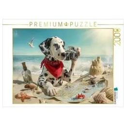 Calvendo Puzzle Dalmatiner Hund auf Schatzsuche am Strand mit Karte und Kamera 2000 Teile Lege-Gr&ouml;&szlig;e 90x67cm Foto-Puzzle f&uuml;r gl&uuml;ckliche Stunden