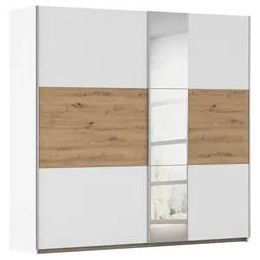 Schwebet&uuml;renschrank Rauch "Kleiderschrank Schrank Garderobe TOPSELLER ASTANA", wei&szlig; (alpinwei&szlig;, eiche artisan), B:218cm H:210cm T:59cm, Holzwerkstoff, Schr&auml;nke, Schwebet&uuml;renschrank, mit 3 Spiegelelementen, Metallgriffleisten alufarbig MADE IN GERMANY, Topseller