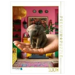 Calvendo Puzzle Elefant auf der Hand 1000 Teile Lege-Gr&ouml;&szlig;e 64x48cm Foto-Puzzle f&uuml;r gl&uuml;ckliche Stunden