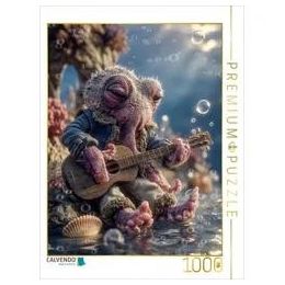 Calvendo Puzzle Musizierender Oktopus auf Korallenriff - Fantasievolles Kinderpuzzle unter Wasser 1000 Teile Lege-Gr&ouml;&szlig;e 64x48cm Foto-Puzzle f&uuml;r gl&uuml;ckliche Stunden