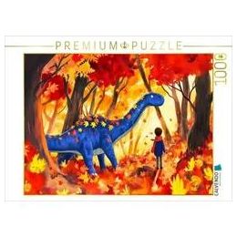 Calvendo Puzzle Herbststimmung mit dem Dinosaurier im bunten Wald 1000 Teile Lege-Gr&ouml;&szlig;e 64x48cm Foto-Puzzle f&uuml;r gl&uuml;ckliche Stunden