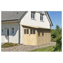 Gartenhaus Karibu "Wurmberg 4", beige (naturbelassen), ohne Fu&szlig;boden, Holzwerkstoff, Gartenh&auml;user, Gartenhaus, terragrau oder naturbelassen