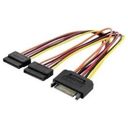 Digitus Computer, Strom Kabel [2x SATA-Strom-Buchse 15pol. - 1x SATA-Strom-Stecker 15pol.] 0.15 m Bunt