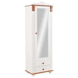 Garderobenschrank OTTO HOME "Adele", wei&szlig; (wei&szlig;, kirschbaumfarben), Schr&auml;nke, Garderobenschrank, mit Spiegel, Breite 63 cm, mit 2 Schubladen, aus massiver Kiefer, FSC