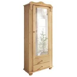 Garderobenschrank OTTO HOME "Adele", beige (gelaugt, ge&ouml;lt), Schr&auml;nke, Garderobenschrank, mit Spiegel, Breite 63 cm, mit 2 Schubladen, aus massiver Kiefer, FSC