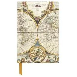 Neumann TeNeues - Antique Maps 2026 &ndash; Buchkalender 10x15 cm Kompakter Wochenkalender im Vintage-Weltkarten-Design f&uuml;r Weltenbummler, mit Magnetverschluss