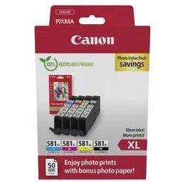Canon Druckerpatrone CLI-581XL BK/C/M/Y Photo Value Pack Original Kombi-Pack Schwarz, Cyan, Magenta, Gelb 2052C006