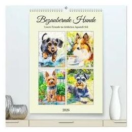 Calvendo Bezaubernde Hunde. Unsere Freunde im lieblichen Aquarell-Stil (hochwertiger Premium Wandkalender 2026 DIN A2 hoch), Kunstdruck in Hochglanz