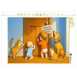 Calvendo Puzzle Wenn Mutti mal kurz auf Toilette ist 1000 Teile Lege-Gr&ouml;&szlig;e 64x48cm Foto-Puzzle f&uuml;r gl&uuml;ckliche Stunden