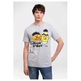 T-Shirt logoshirt "Ernie & Bert - Havin`Fun", Herren, Gr. 3XL, grau (grau, mehrfarbig), 95% Baumwolle, 5% Viskose, bedruckt, normal, Rundhals, Shirts T-Shirt, mit Retro-Print
