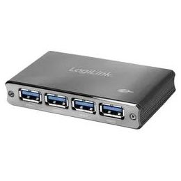 Logilink UA0282 USB-Hub 4 Port USB-A USB 3.0 5 GBit/s mit Aluminiumgeh&auml;use, mit Status-LEDs Spacegrau UA0282