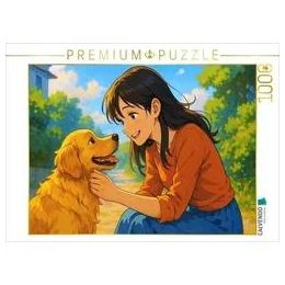 Calvendo Puzzle Liebe dein Haustier - Frau streichelt Hund 1000 Teile Lege-Gr&ouml;&szlig;e 64x48cm Foto-Puzzle f&uuml;r gl&uuml;ckliche Stunden