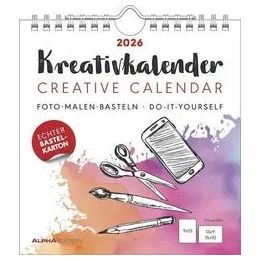 Neumann Kreativ-Kalender wei&szlig; 2026 - 16x17 cm - Foto, Malen, Basteln - datiert - Kreativkalender - Foto-Kalender - Alpha Edition