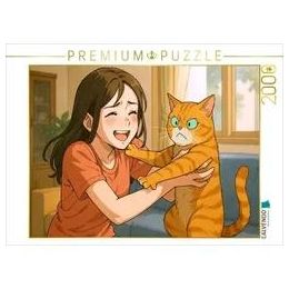 Calvendo Puzzle Frau umarmt Katze, die das nicht will 2000 Teile Lege-Gr&ouml;&szlig;e 90x67cm Foto-Puzzle f&uuml;r gl&uuml;ckliche Stunden