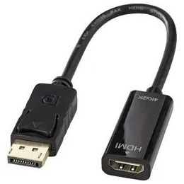 Lindy 41718 Adapterkabel [1x DisplayPort Stecker - 1x HDMI-Buchse] Schwarz 20.00cm