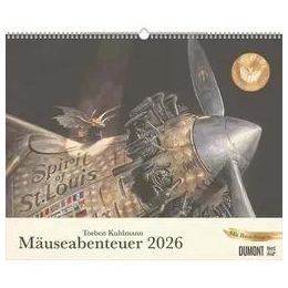 Neumann DUMONT - M&auml;useabenteuer 2026 &ndash; Kinder-Wandkalender Querformat 52 x 43 cm &ndash; Mit Illustrationen aus Lindbergh, Armstrong, Edison, Einstein & Earhart