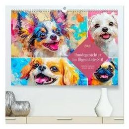 Calvendo Hundegesichter im &Ouml;lgem&auml;lde-Stil. Liebliche Vierbeiner erfreuen das Herz! (hochwertiger Premium Wandkalender 2026 DIN A2 quer), Kunstdruck in Hochglan