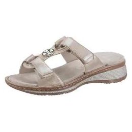 Pantolette Ara "HAWAII", Damen, Gr. 41, beige (sand metallic), Veloursleder, Schuhe Pantolette, Keilabsatz, Sommerschuh, Schlupfschuh mit Schmuckelement