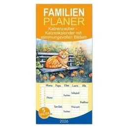 Familienplaner 2026 - Katzenzauber - Katzenkalender mit stimmungsvollen Bildern mit 5 Spalten (Wandkalender, 21 x 45 cm) Calvendo