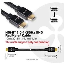 Club 3D club3D HDMI Anschlusskabel HDMI-A Stecker, HDMI-A Stecker 10.00 m Schwarz CAC-2313 4K UHD, Flammwidrig HDMI-Kabel