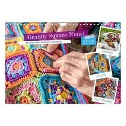 Granny Square Kunst - Ein Jahr voller kreativer H&auml;kelideen (Wandkalender 2026 DIN A4 quer), Calvendo Monatskalender
