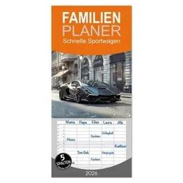 Familienplaner 2026 - Schnelle Sportwagen mit 5 Spalten (Wandkalender, 21 x 45 cm) Calvendo