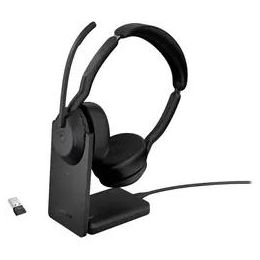 Jabra Evolve2 55 MS Stereo On Ear Kopfh&ouml;rer Bluetooth&reg; Stereo Schwarz Mikrofon-Rauschunterdr&uuml;ckung, Noise Cancelling Headset