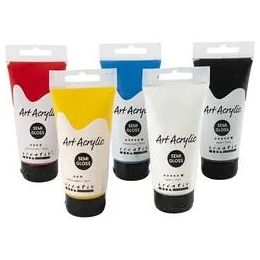 Creativ Company Acrylfarbe, Farbenschule, Mattgl&auml;nzend, sortierte Farben, 5x75 ml