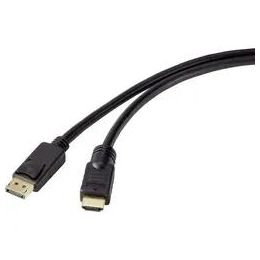 Renkforce DisplayPort / HDMI Adapterkabel DisplayPort Stecker, HDMI-A Stecker 20.00 m Schwarz RF-4596876 vergoldete Steckkontakte DisplayPort-Kabel
