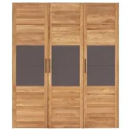 Kleiderschrank Home Affaire "Chamara", beige (natur), B:185cm H:218cm T:65cm, Schr&auml;nke, Kleiderschrank, aus massivem Eichenholz, in unterschiedlichen Breiten, H&ouml;he 218 cm