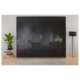 Dreht&uuml;renschrank Rauch "Kleiderschrank Schrank Garderobe Ankleide KOLUNA mit Hochglanz-Front", grau (graumetallic, hochglanz effektgrau), B:271cm H:210cm T:54cm, Holzwerkstoff, Schr&auml;nke, Dreht&uuml;renschrank, inkl. 2 Innenschubladen sowie extra B&ouml;den MADE IN GERMANY