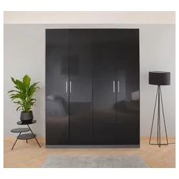 Dreht&uuml;renschrank Rauch "Kleiderschrank Schrank Garderobe Ankleide KOLUNA mit Hochglanz-Front", grau (graumetallic, hochglanz effektgrau), B:181cm H:229cm T:54cm, Holzwerkstoff, Schr&auml;nke, Dreht&uuml;renschrank, inkl. 2 Innenschubladen sowie extra B&ouml;den MADE IN GERMANY