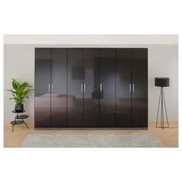 Dreht&uuml;renschrank Rauch "Kleiderschrank Schrank Garderobe Ankleide KOLUNA mit Hochglanz-Front", grau (graumetallic, hochglanz effektgrau), B:315cm H:210cm T:54cm, Holzwerkstoff, Schr&auml;nke, Dreht&uuml;renschrank, inkl. 2 Innenschubladen sowie extra B&ouml;den MADE IN GERMANY